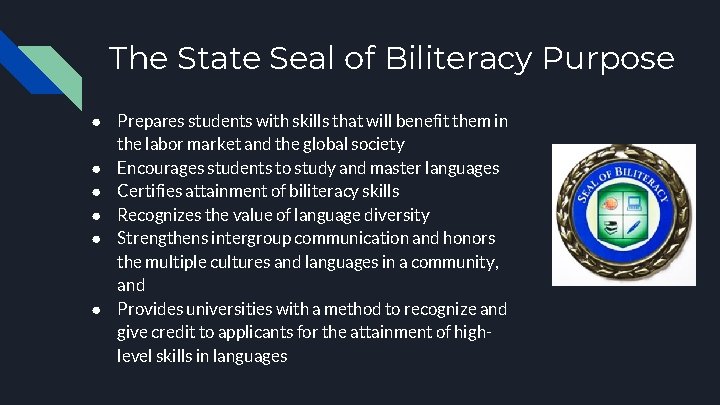 The State Seal of Biliteracy Presentation for MPS