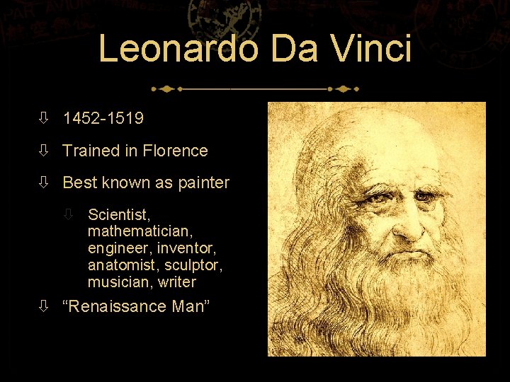 The Big Three Italian High Renaissance Leonardo Da