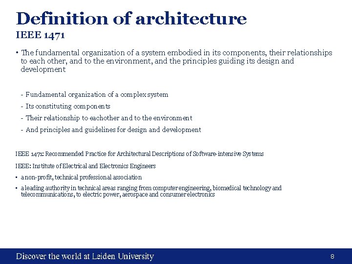 Ict Architectures 5 Enterprise Architecture Bas Kruiswijk Leiden