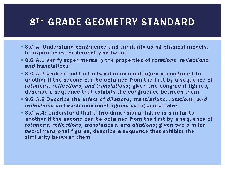 EXPLORING A CONNECTION BETWEEN TRANSFORMATIONAL GEOMETRY AND MATRICES