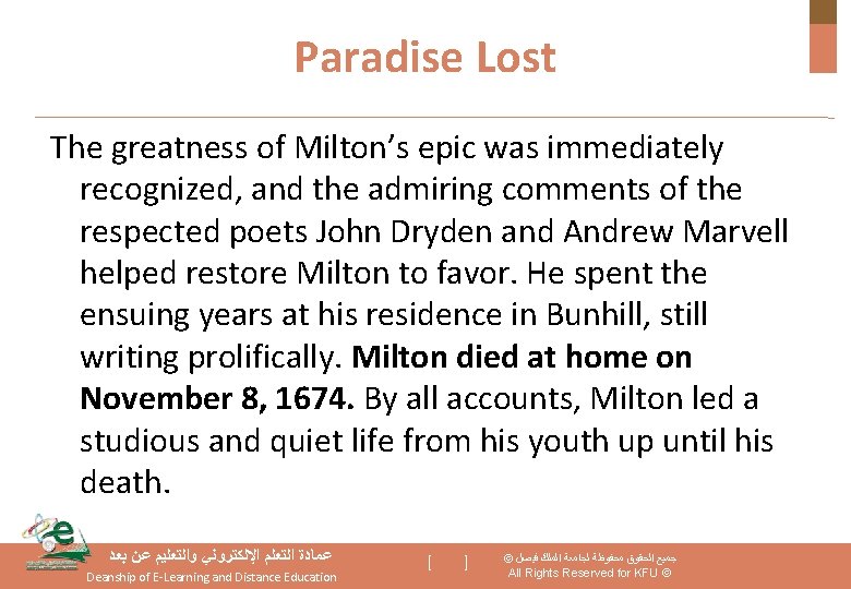 Paradise Lost Miltons Life JOHN MILTON WAS BORN