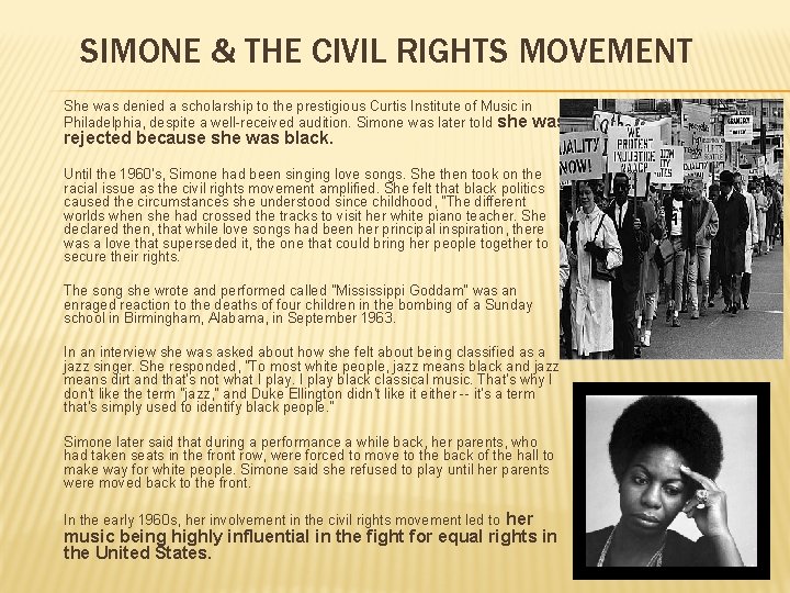 NINA SIMONE Presentation by Jen Desmond NINA SIMONE