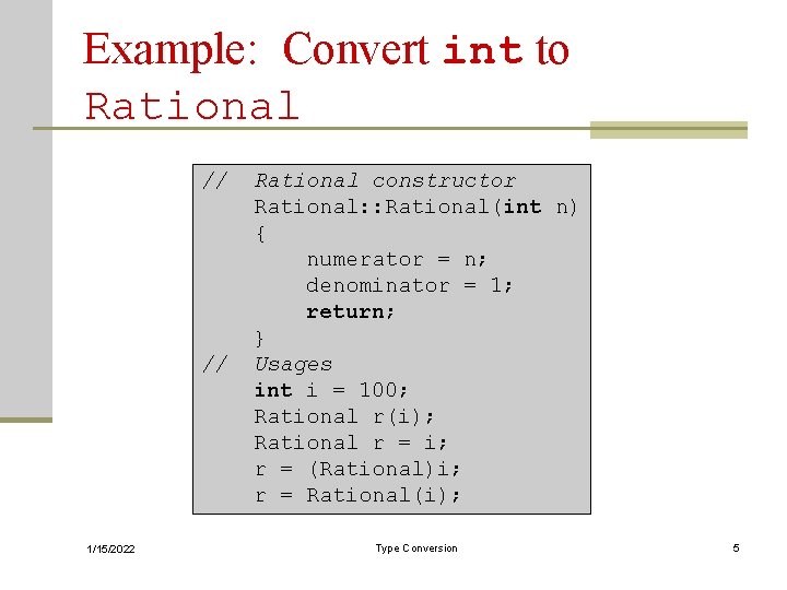 Type Conversions Lecture 14 Wed Feb 22 2006
