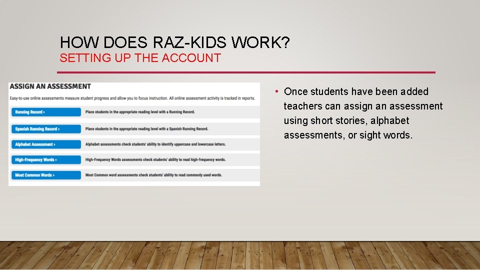 Using RazKids in the classroom SAM PREBLE INTEGRATING