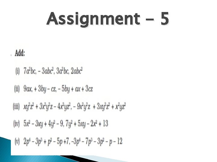 MATHEMATICS ASSIGNMENTS MAY WEEK 1 9 ALGEBRAIC EXPRESSIONS