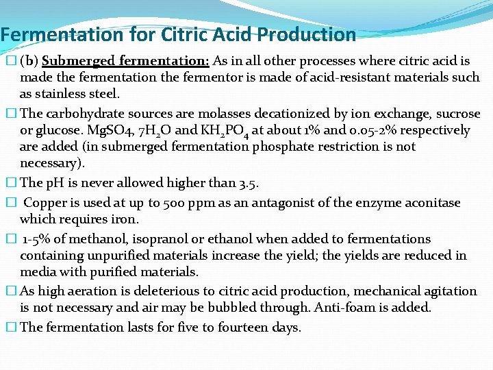 Industrial Biotechnology Production of Organic Acids Biotechnology Lecture