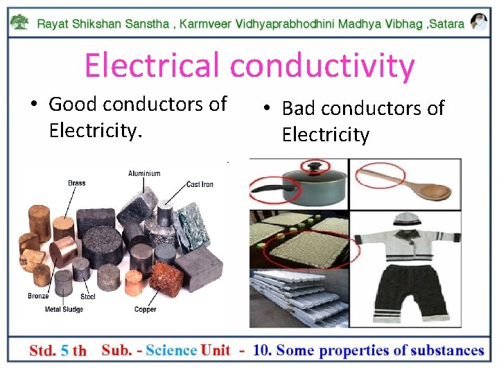 Thermal conductivity Good conductors of heat Bad conductors