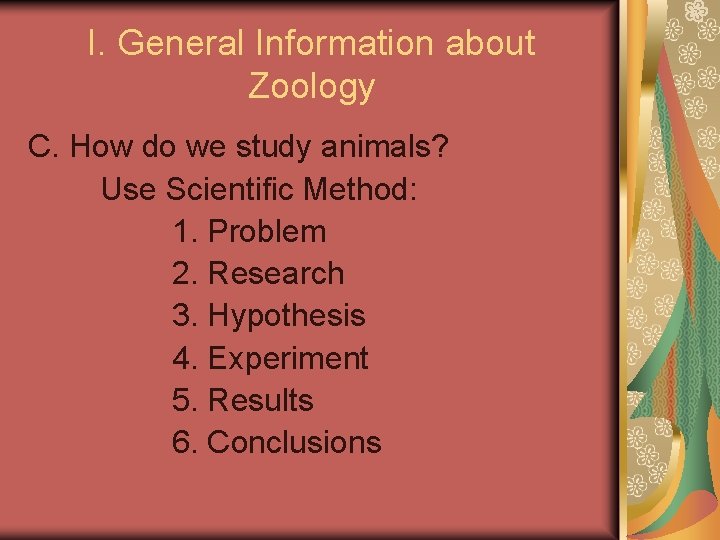 Introduction to Zoology I General Information about Zoology