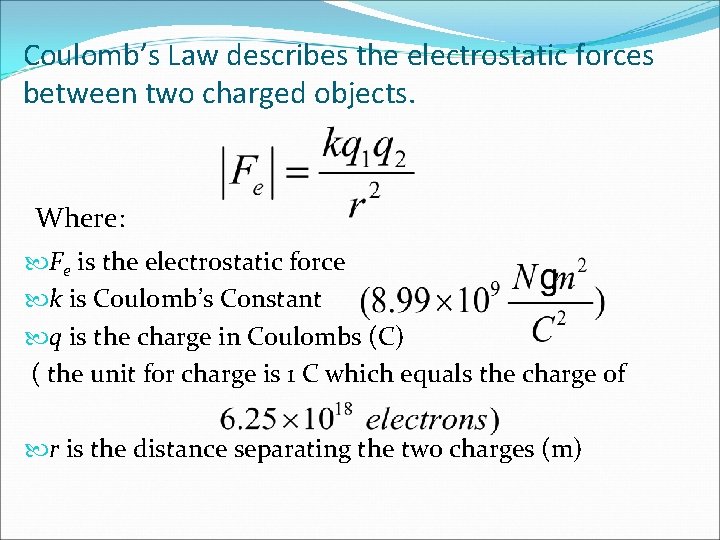 Coulombs Law Forces and Fields Lesson 4 Charles