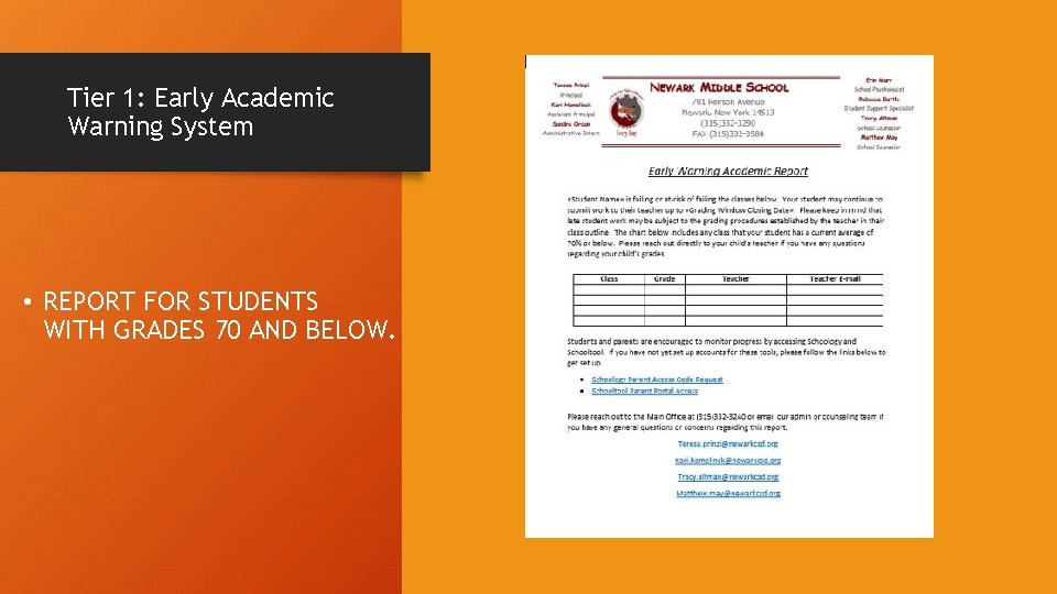 Newark Middle School MultiTiered System of Support Board