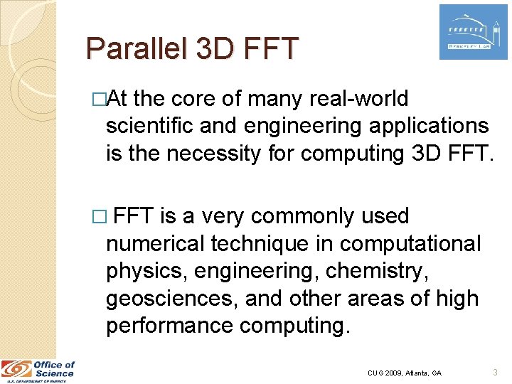 AutoTuning Distributed Memory 3 Dimensional Fast Fourier Transforms