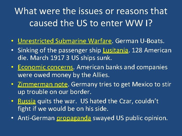 World War I Quiz Review When WWI began
