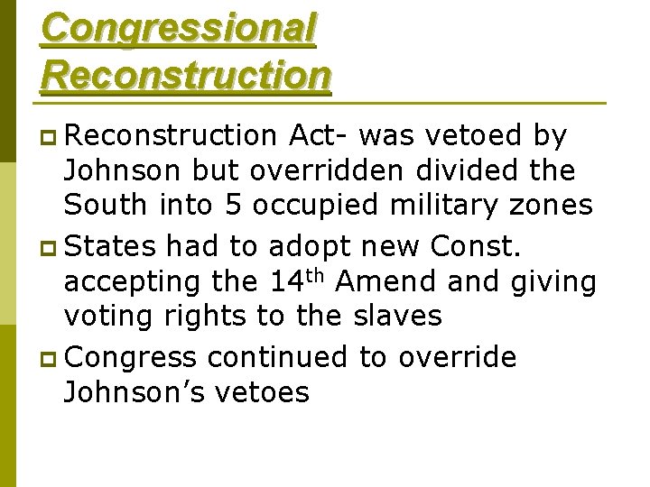 AP Chapter 17 Reconstruction Politics of Rebuilding America