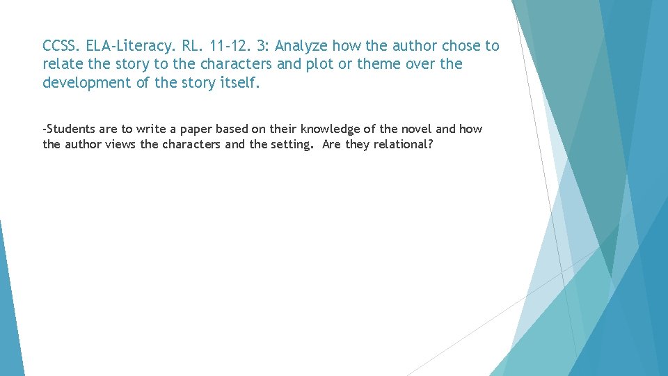 Reading Standard for Literature 6 12 3 By