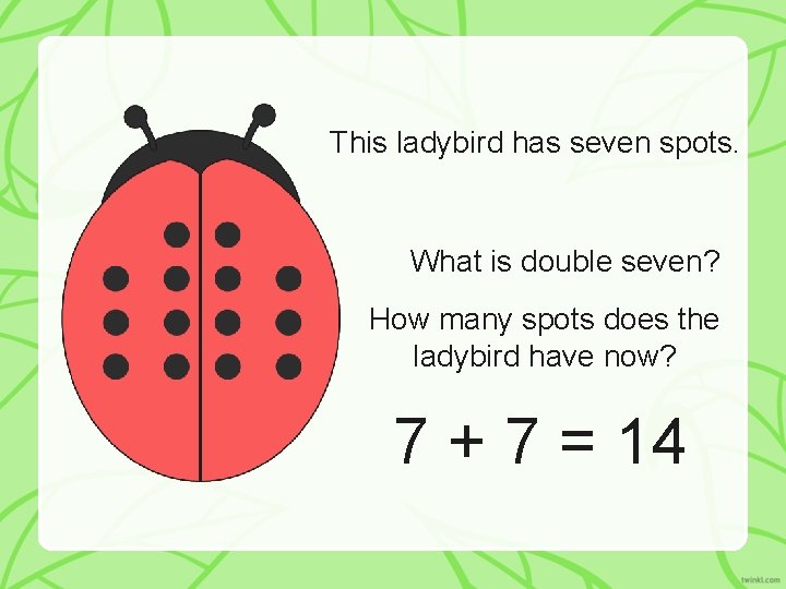 This ladybird has one spot What is double