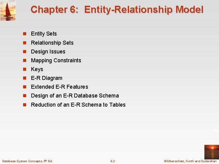 Chapter 6 EntityRelationship Model Database System Concepts Silberschatz