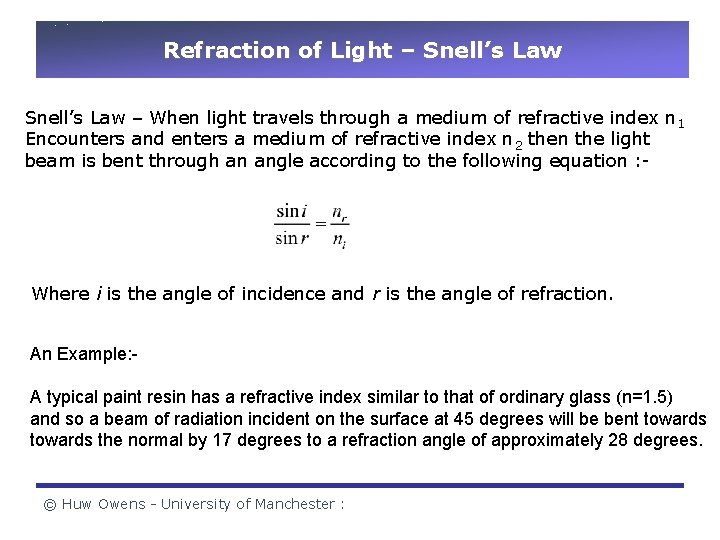Interactions of Light and Matter Refraction Reflection Absorption