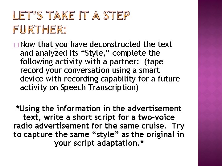 Analyzing style can be a daunting task but