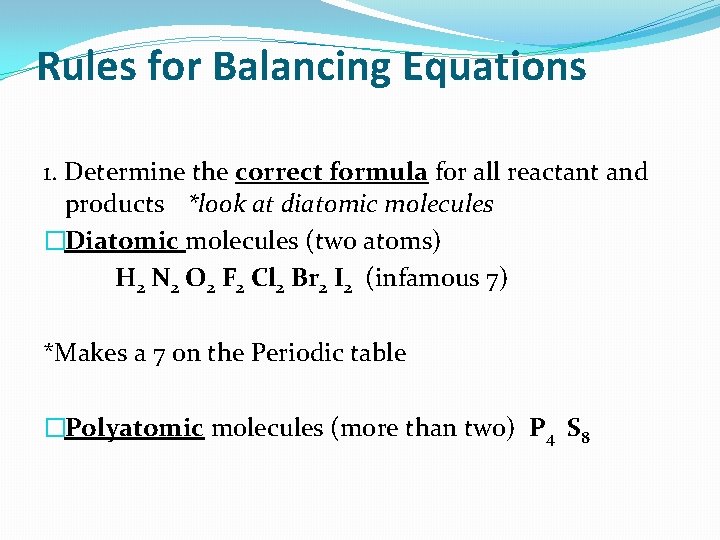 Balancing Chemical Reactions Law of conservation of matter