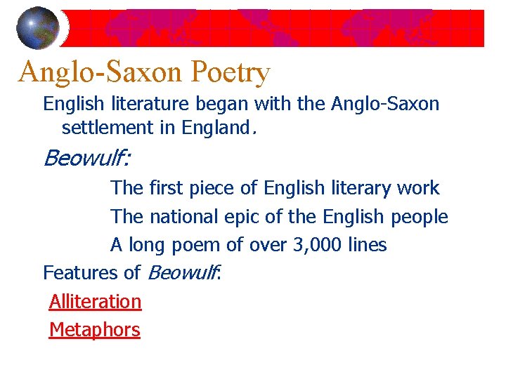 An Introduction to British Literature An Overall View