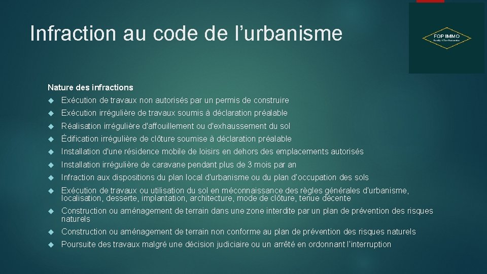 1 Rglementation urbanisme Questce quune infraction Les faits