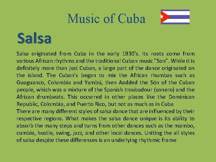 Music of Brazil Cuba Trinidad and Tobago Samba