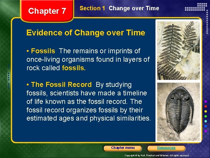 Chapter 7 Section 1 Change over Time Bellringer