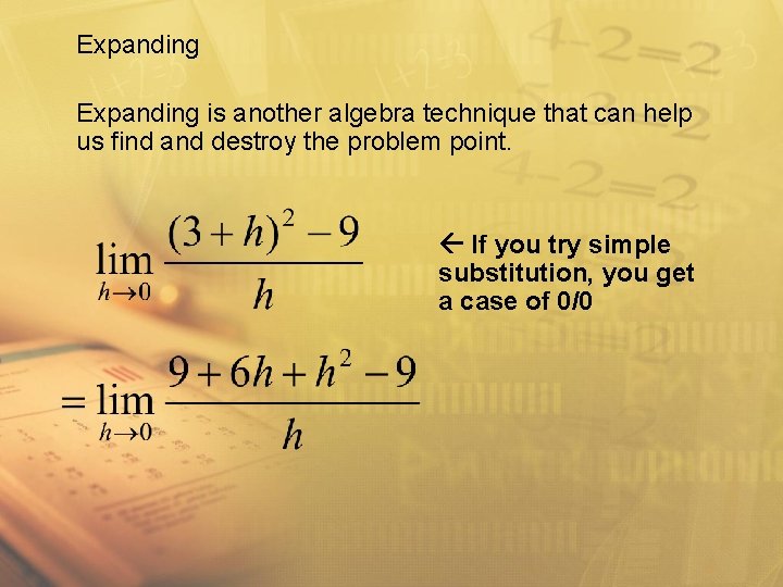 Calculating Limits Algebraically Calculus 12 SUBSTITION The limits
