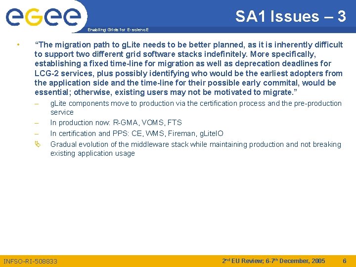 Enabling Grids for Escienc E EGEE SA 1