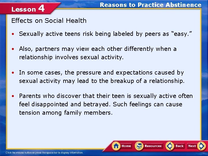 Lesson 4 Abstinence A Responsible Decision Do you