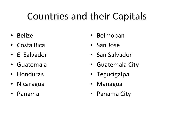 Central America A Review Central America Political Boundaries