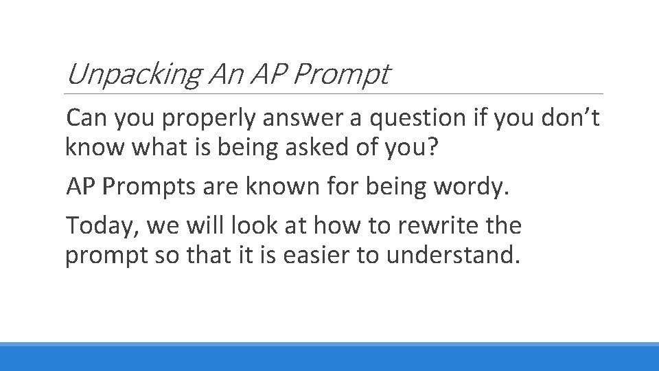 Welcome back Take a copy of the AP