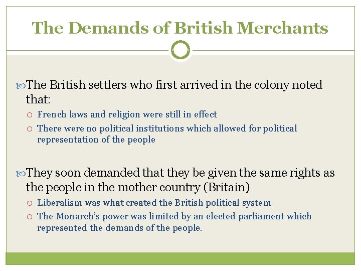 Culture and Currents of Thought HISTORY OF QUEBEC