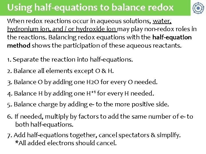 5 Electrochemistry 5 1 Balancing oxidationreduction reactions Define