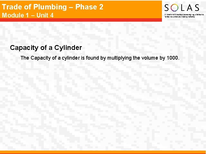 Trade of Plumbing Phase 2 Module 1 Unit