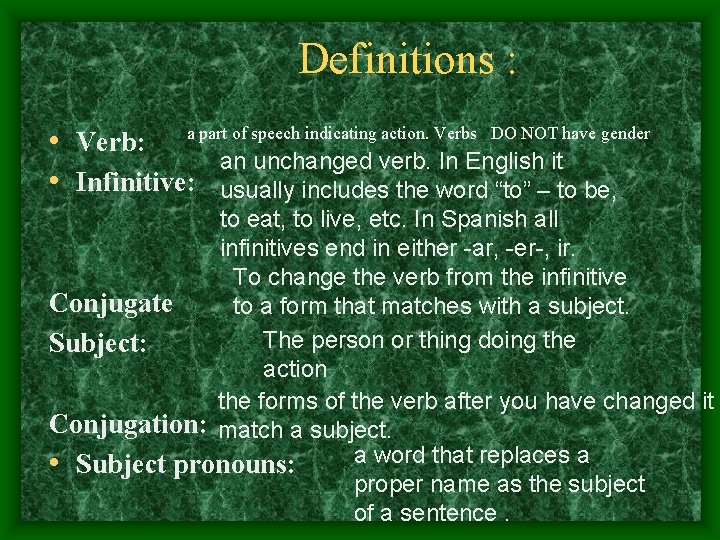 ERIR VERBS Present tense of er and ir