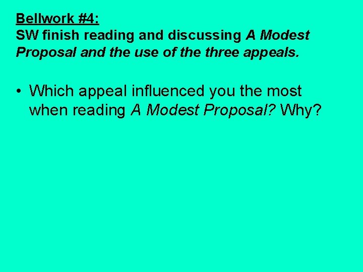 Bellwork 1 SW apply their current knowledge to