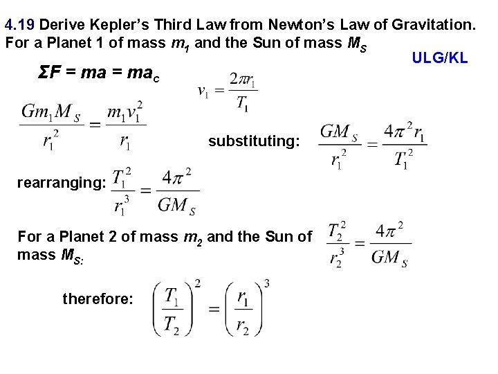 Keplers Laws and Newtons Synthesis Keplers laws describe