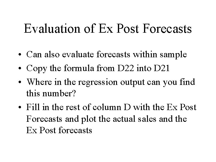 Forecasting Techniques MA and Regression Methods Lab for