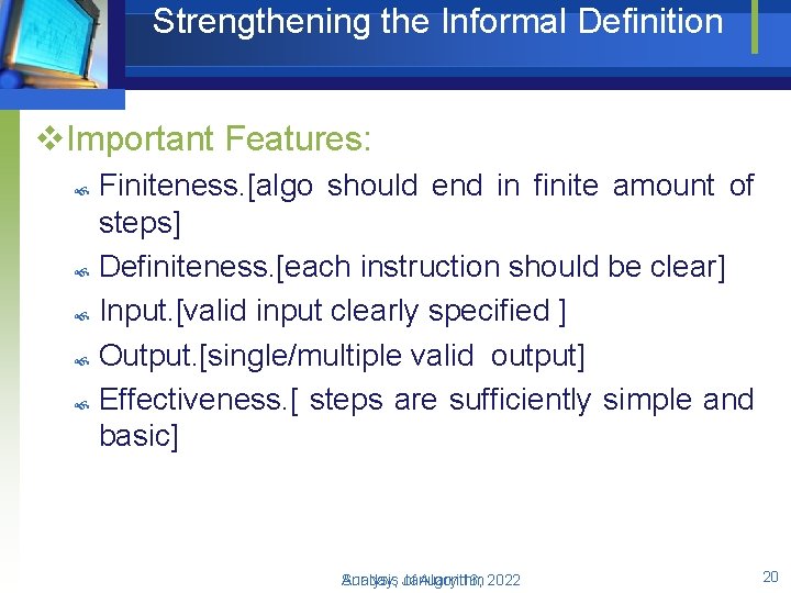 Analysis of Algorithm Lecture 1 Huma Ayub Assistant