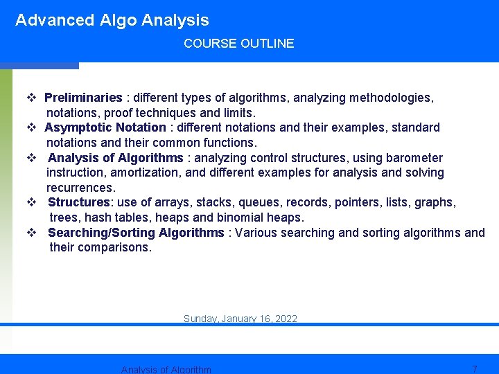 Analysis of Algorithm Lecture 1 Huma Ayub Assistant