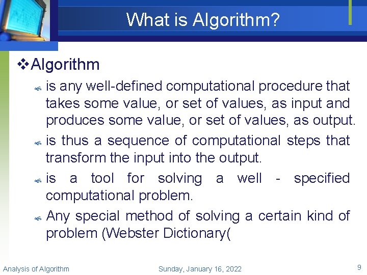 Analysis of Algorithm Lecture 1 Huma Ayub Assistant