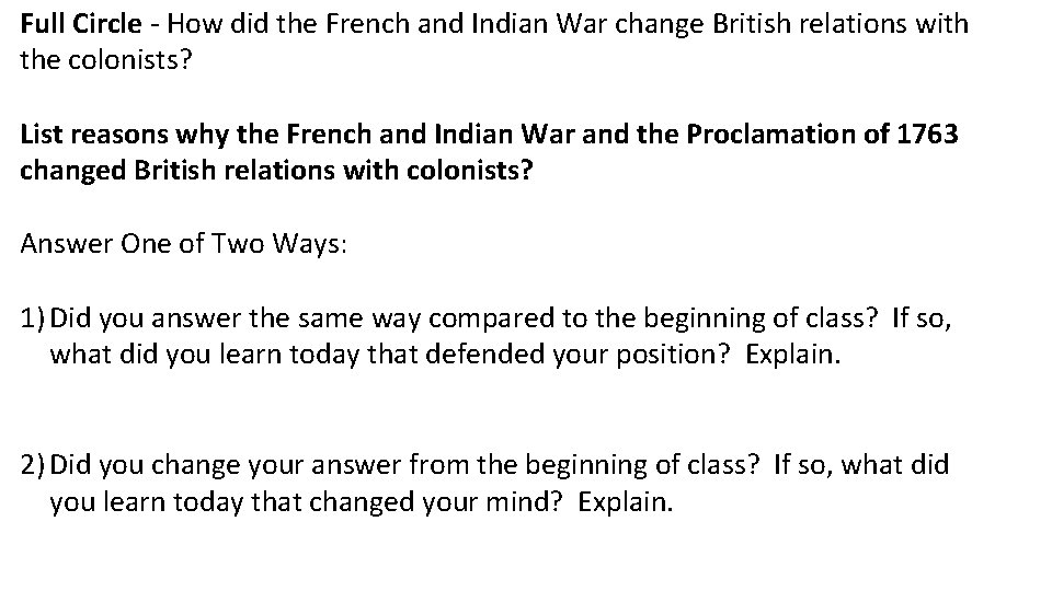 Was the American Revolution Avoidable 8 th Grade