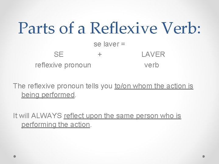 Chpitre 12 Structure Les verbes rflechis Franais II