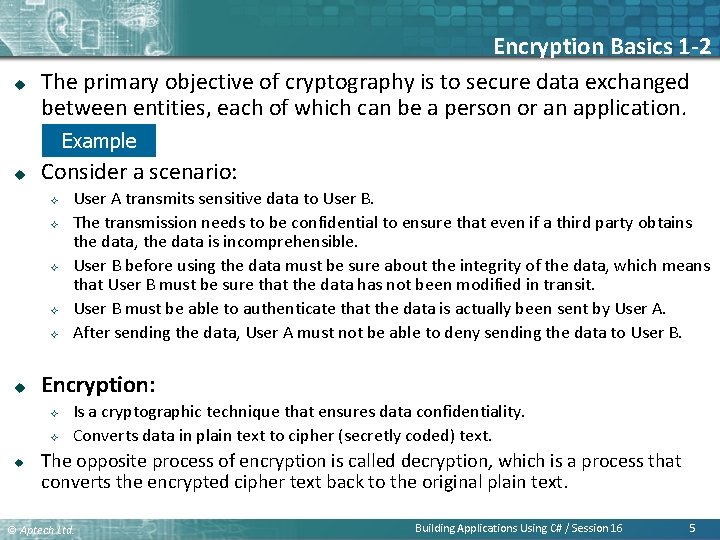 16 Encrypting and Decrypting Data Objectives u u