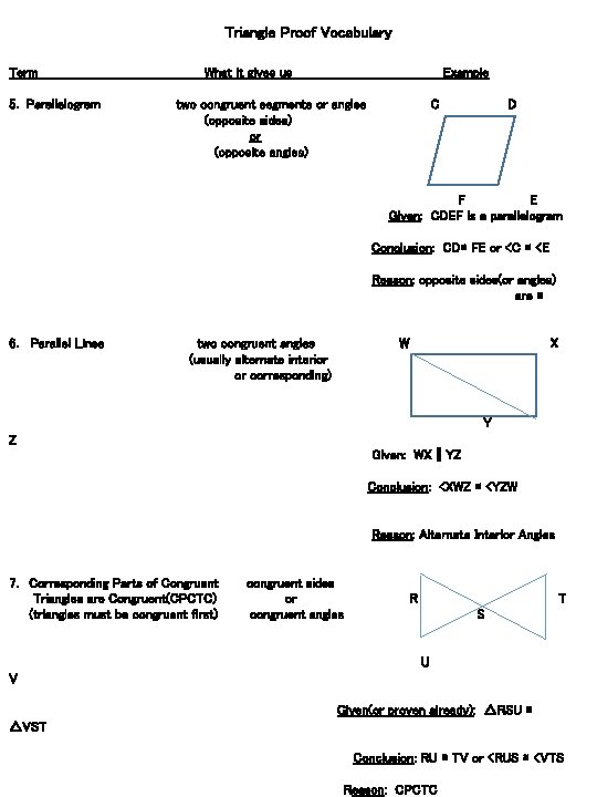 Geometry Triangle Proof Vocabulary Practice For 1 6