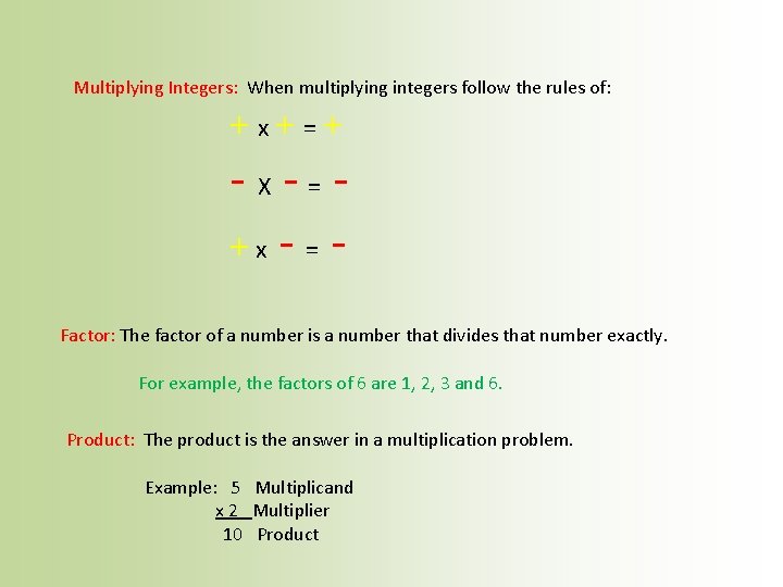 Unit 2 vocabulary Integers The set of whole
