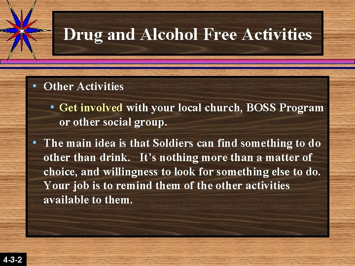 Drug and Alcohol Free Activities Enabling Learning Objective