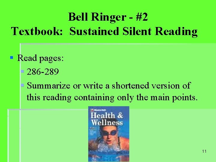 Nutrition Your Health 1 Bell Ringer 1 Watch