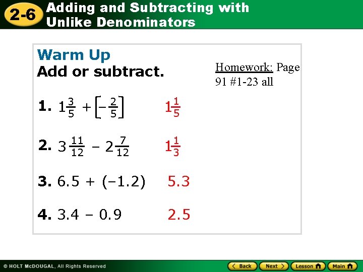 2 6 Adding and Subtracting with Unlike Denominators